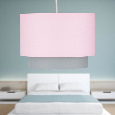 First Choice Lighting Pair of Pink & Grey 2 Tier Light Shades