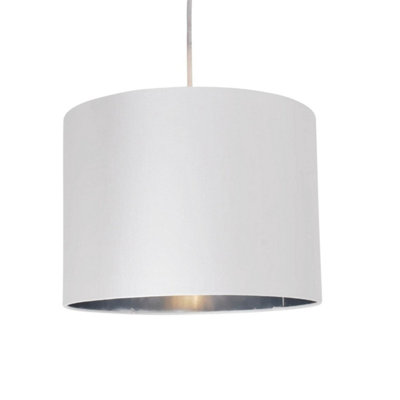 First Choice Lighting Pair of White Faux Silk 30cm Drum Light Shade ...