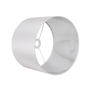 First Choice Lighting Pair of White Faux Silk 30cm Drum Light Shade ...