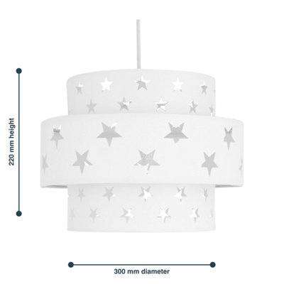 First Choice Lighting Pair of White Star Two Tier Light Shades