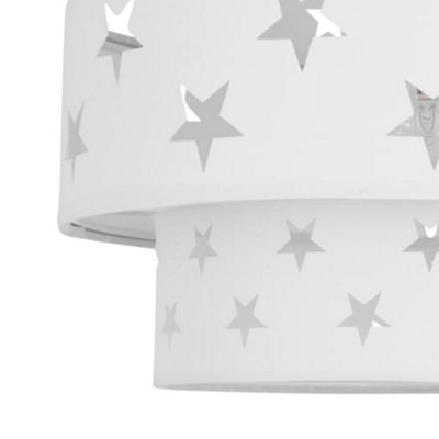 First Choice Lighting Pair of White Star Two Tier Light Shades