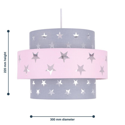 First Choice Lighting Pink and Grey Star Two Tier Light Shade