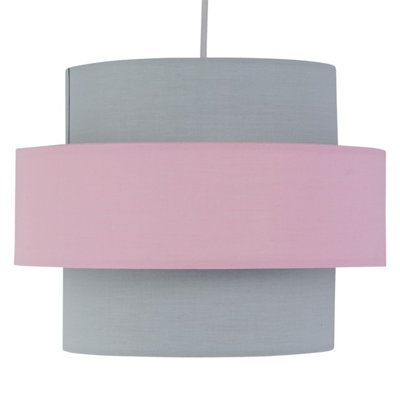First Choice Lighting Pink and Grey Two Tier Light Shade