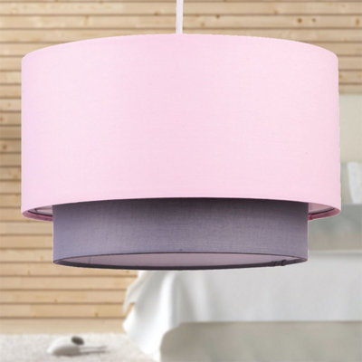 First Choice Lighting Pink & Grey 2 Tier Light Shade