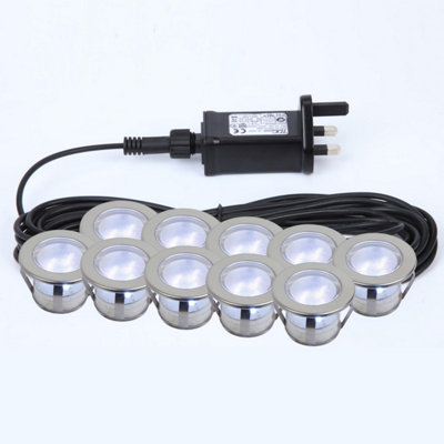 First Choice Lighting Set of 10 45mm Stainless Steel IP67 RGB Colour ...
