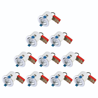 First Choice Lighting Set of 10 Chrome Fire Rated Tilt Recessed Ceiling ...