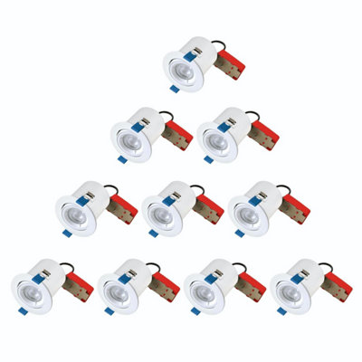 First Choice Lighting Set of 10 White Fire Rated Tilt Recessed Ceiling ...