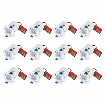 First Choice Lighting Set of 12 Fire Rated Downlights White Tilt Fire ...
