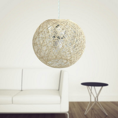 First Choice Lighting Set of 2 Abaca Natural 8" Globe Ceiling Light ...