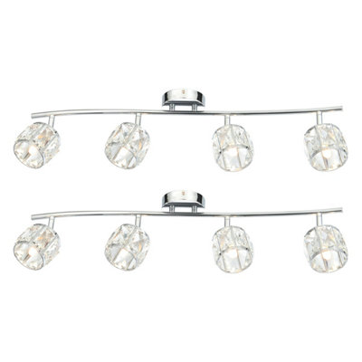 First Choice Lighting - Set of 2 Alaska Chrome 4 Light Ceiling ...