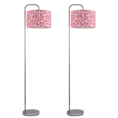 First Choice Lighting Set of 2 Arch - Chrome Pink Leopard Print Arch ...