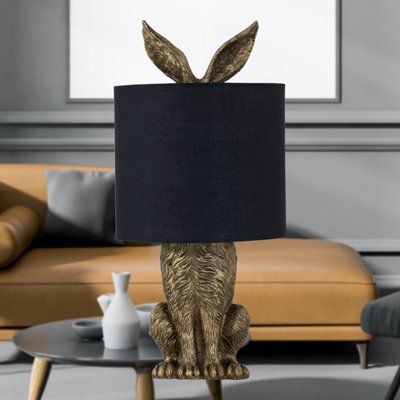 First Choice Lighting Set of 2 Babs Antique Gold Hare Table Lamps With ...