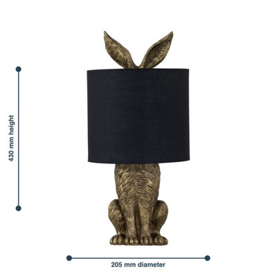 First Choice Lighting Set of 2 Babs Antique Gold Hare Table Lamps With ...