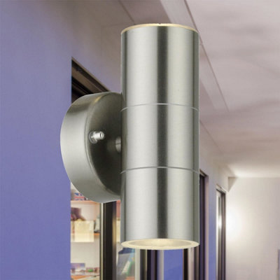 First Choice Lighting Set of 2 Blaze Stainless Steel Outdoor Up Down ...