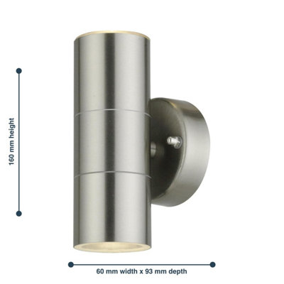 First Choice Lighting Set of 2 Blaze Stainless Steel Outdoor Up Down ...