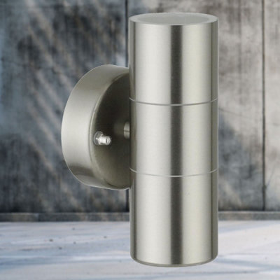 First Choice Lighting Set of 2 Blaze Stainless Steel Outdoor Up Down ...