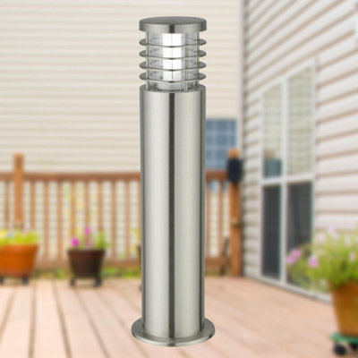 First Choice Lighting Set of 2 Bloom Brushed Stainless Steel Outdoor ...