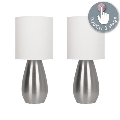 First Choice Lighting Set of 2 Bullet Satin Nickel Touch Table Lamps ...