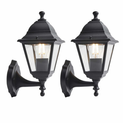 First Choice Lighting Set of 2 Cambridge Black with Clear Glass Four ...