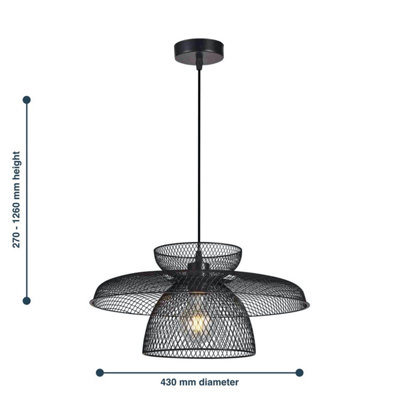 First Choice Lighting Set of 2 Cassidy Three Tier Black Mesh Ceiling ...