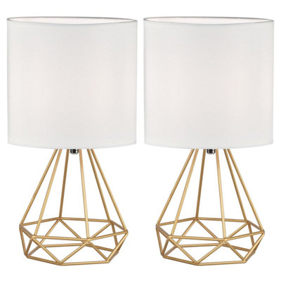 First Choice Lighting Set of 2 Christie Gold Geometric Lamps