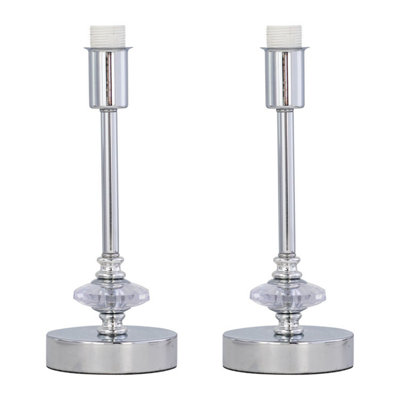 First Choice Lighting Set of 2 Chrome Jewelled Stick Table Lamp Bases Only