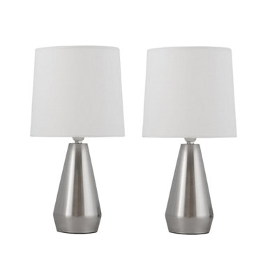 First Choice Lighting Set of 2 Dara Brushed Chrome Ivory Touch Table ...
