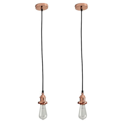 First Choice Lighting Set of 2 Flex Suspension Polished Copper Pendant ...