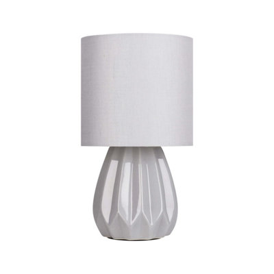 First Choice Lighting Set of 2 Geometric Grey Ceramic Table Lamps with ...