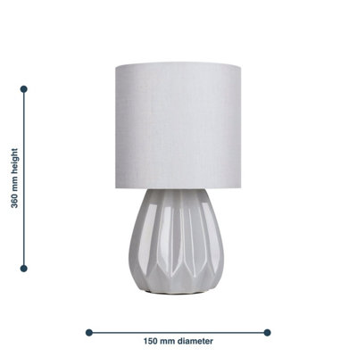First Choice Lighting Set of 2 Geometric Grey Ceramic Table Lamps with ...