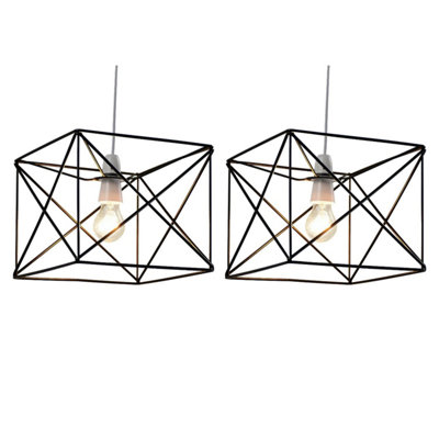 First Choice Lighting Set of 2 Geosphere Matt Black with Brushed Gold ...