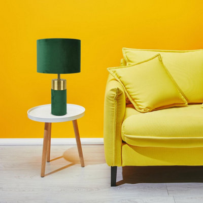 First Choice Lighting Set of 2 Green Velour Velvet Table Lamps