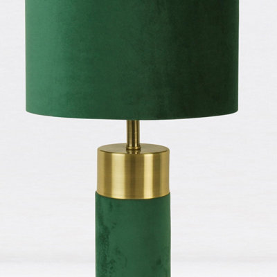 First Choice Lighting Set of 2 Green Velour Velvet Table Lamps