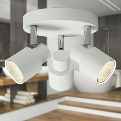 First Choice Lighting Set of 2 Irwin White 3 Light IP44 Bathroom Round ...