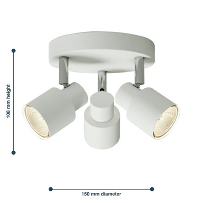 First Choice Lighting Set of 2 Irwin White 3 Light IP44 Bathroom Round ...
