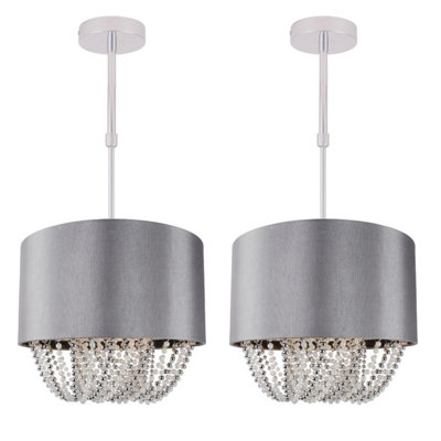 First Choice Lighting Set of 2 Lydia Chrome Pearl Grey 30 cm Adjustable ...