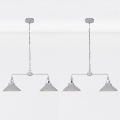 First Choice Lighting Set of 2 Maxwell Flint Grey Chrome 2 Light Bar ...