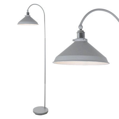 First Choice Lighting Set of 2 Maxwell Flint Grey Chrome Floor Reading ...