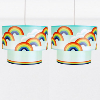 First Choice Lighting Set of 2 Rainbow Design Ceiling Light Shades