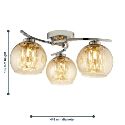 First Choice Lighting Set of 2 Silas Semi Flush Fittings with Champagne ...