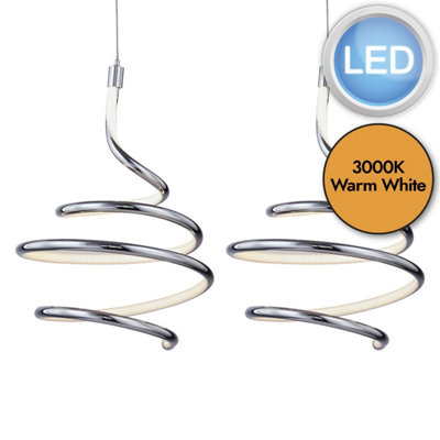 First Choice Lighting Set of 2 Spring LED Hanging Pendant Lights