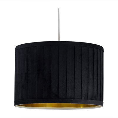 First Choice Lighting Set of 2 Sundance Black Velvet Pleated 30cm Lamp ...
