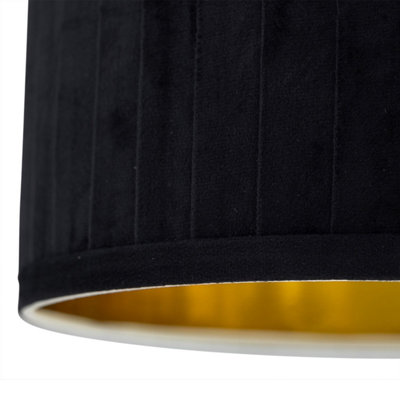 First Choice Lighting Set of 2 Sundance Black Velvet Pleated 30cm Lamp ...