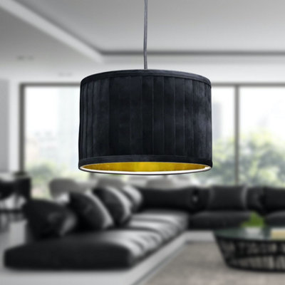 First Choice Lighting Set of 2 Sundance Black Velvet Pleated 30cm Lamp ...