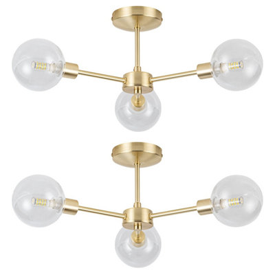 First Choice Lighting Set of 2 Toner Satin Brass with Clear Glass ...