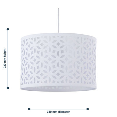 First Choice Lighting Set of 2 White Laser Cut 33cm Pendant Lightshades