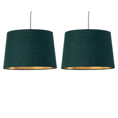 First Choice Lighting Set of 2 Zoey Dark Green with Gold Inner Easy Fit ...