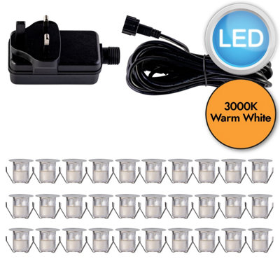 First Choice Lighting Set of 30 30mm Stainless Steel IP67 Warm White ...
