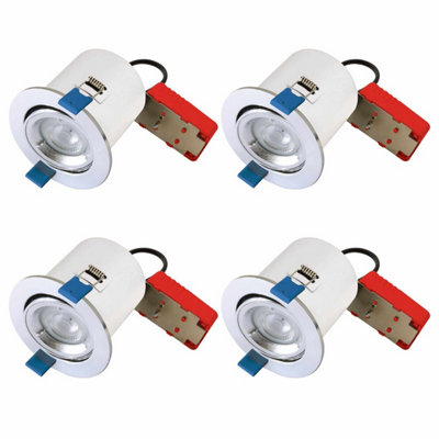 First Choice Lighting Set of 4 Fire Rated Downlights Polished Chrome ...