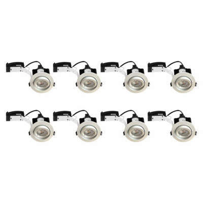 First Choice Lighting Set of 8 Downlight White Tilt Recessed Ceiling ...